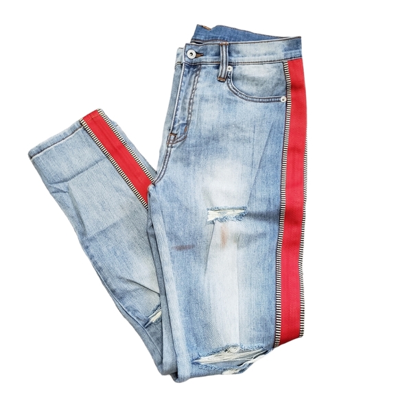 Yung Rich Nation | Jeans | Yrn Thugger Red Stripe Jeans Distressed ...